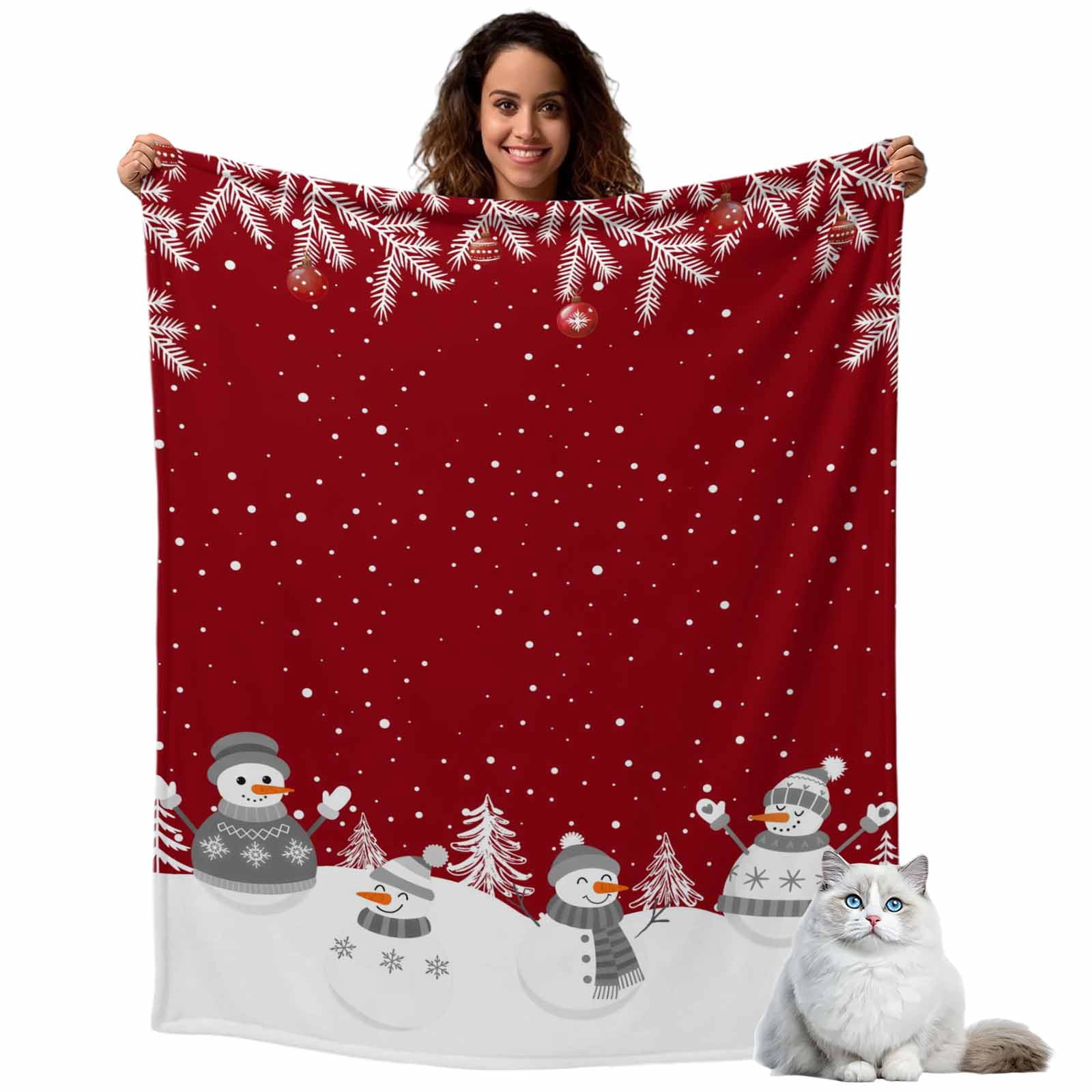 Christmas Snowman Fleece Throw Blanket Lightweight Winter Snowflakes ...