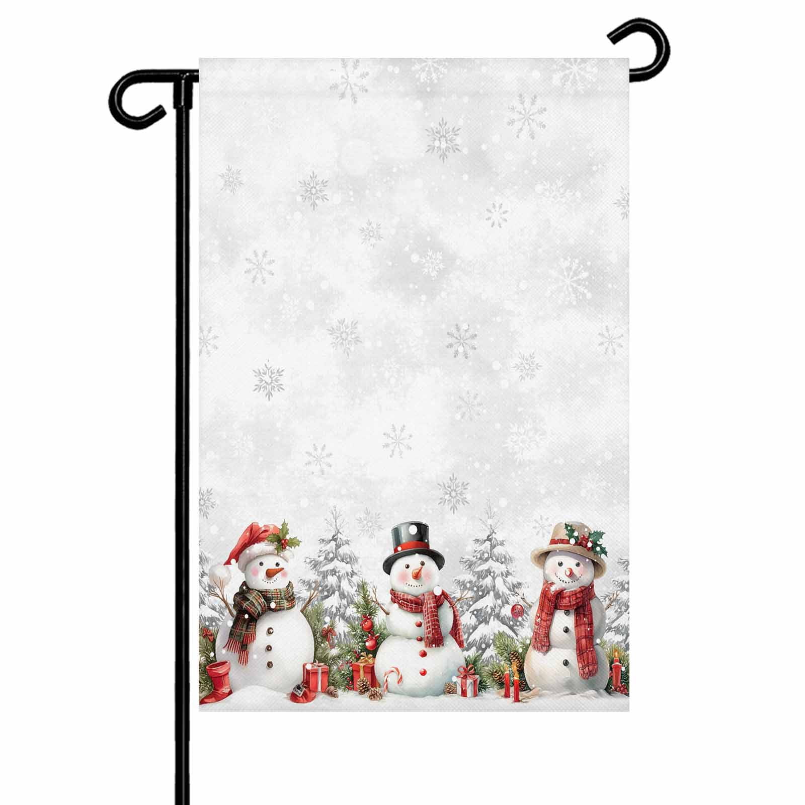 Christmas Snowman Garden Flags for Outside Winter Snowy Trees Double ...
