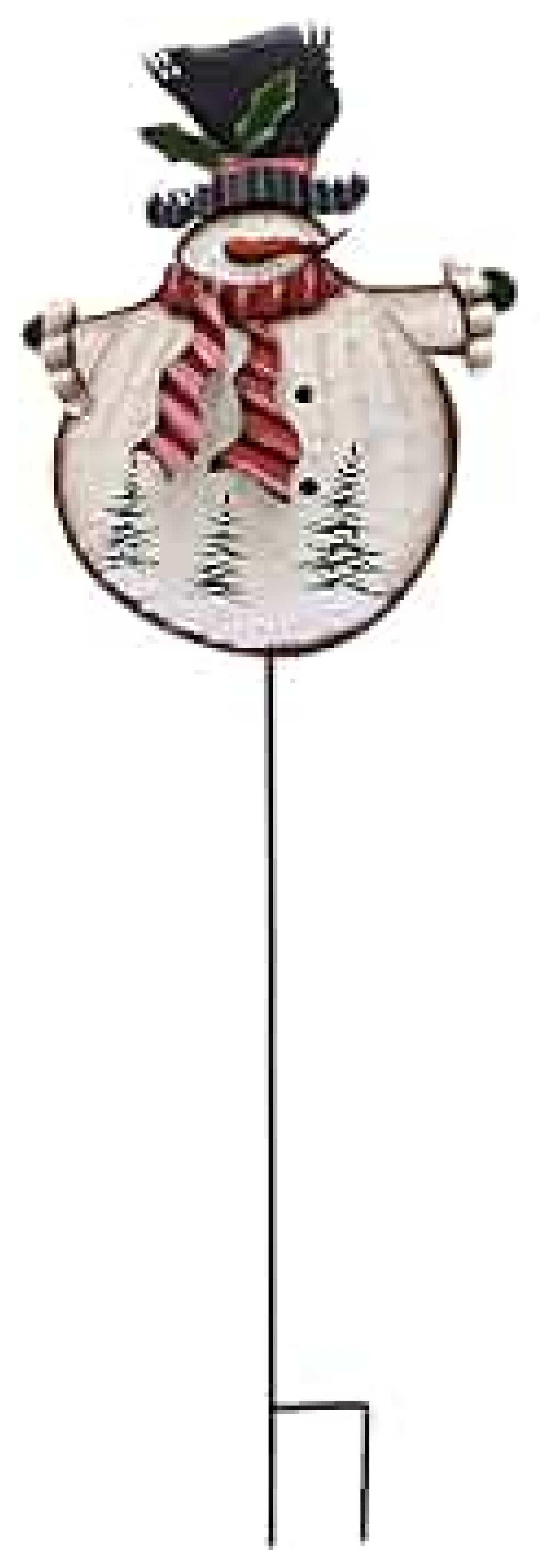 Christmas Snowman Garden Stake - Rustic Metal Snowmen Yard Sign for ...