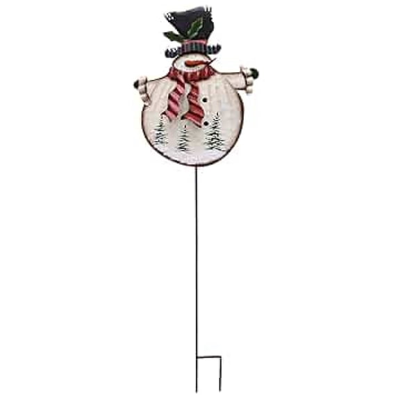 Christmas Snowman Garden Stake - Rustic Metal Snowmen Yard Sign for ...