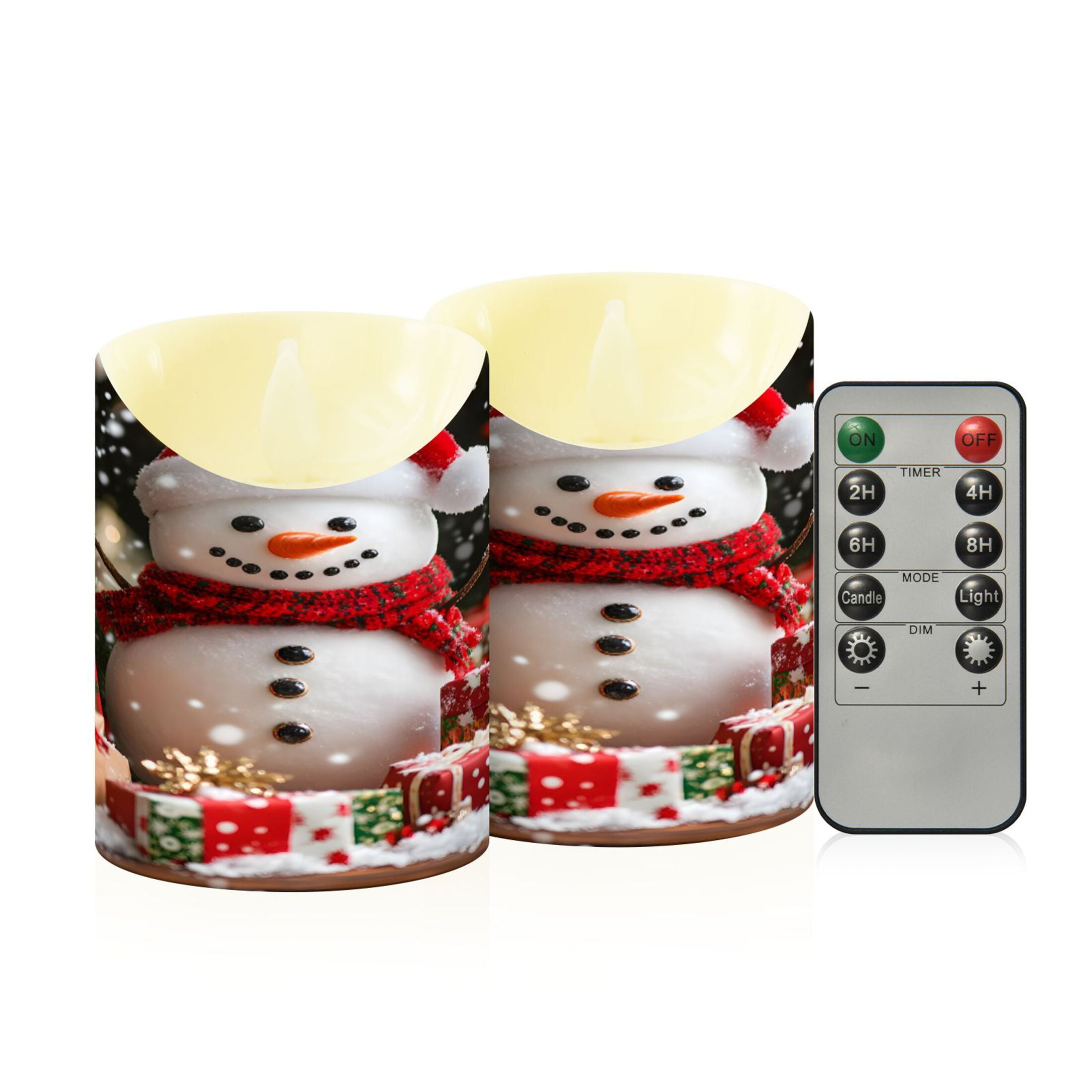 Christmas Snowman Gift Flameless Candles 2 PCS with Remote Realistic ...