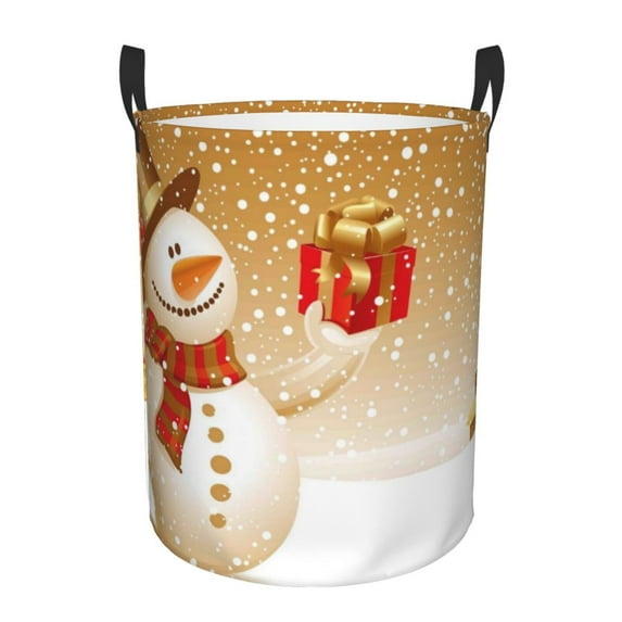 Christmas Snowman Gift Laundry Basket with Handles - Freestanding ...