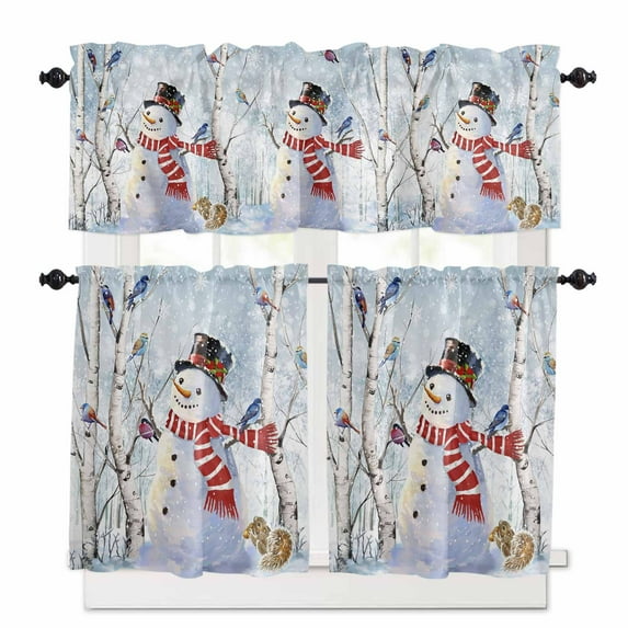 Christmas Snowman Kitchen Curtains and Valances Set, Winter Forster ...