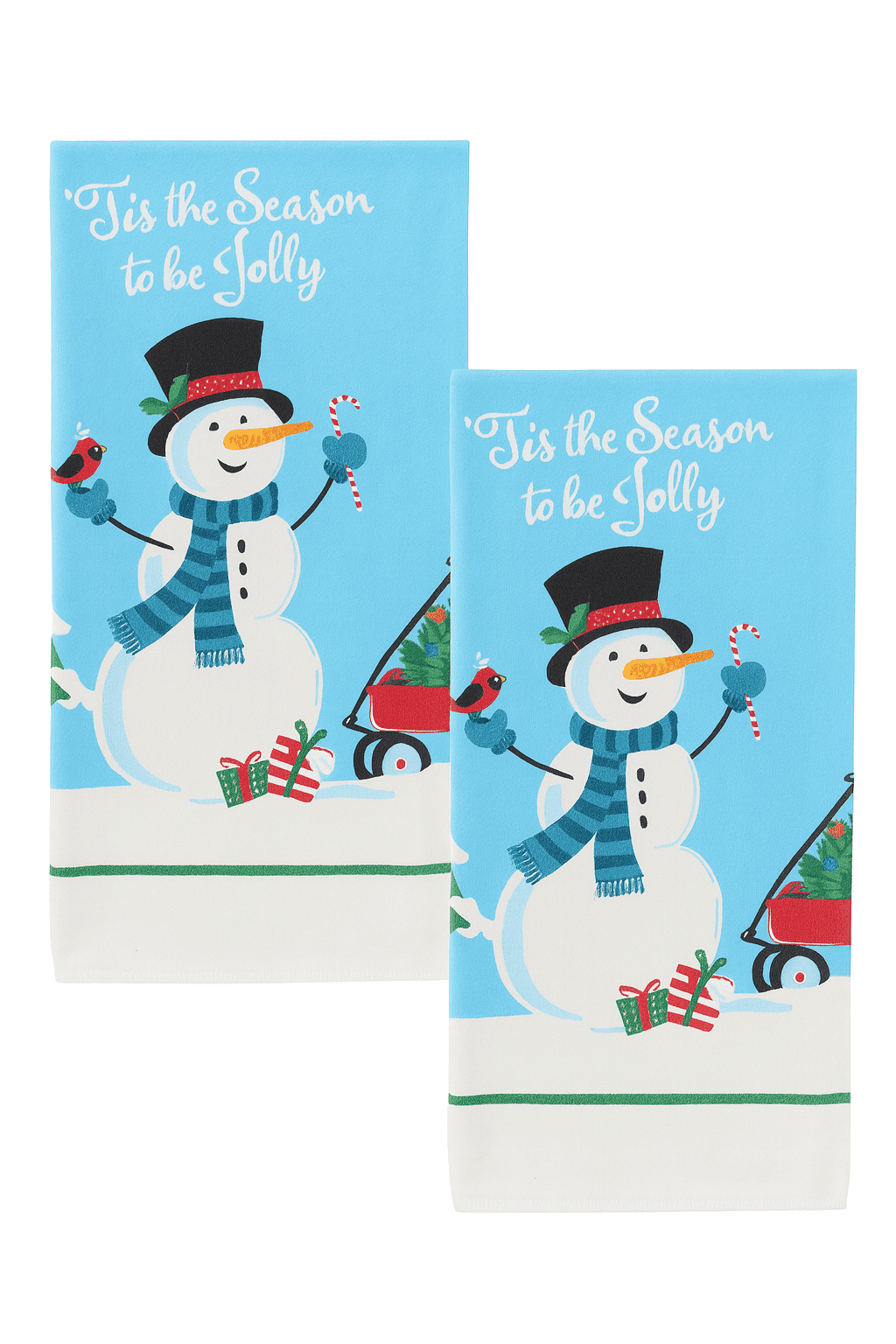 Christmas Snowman Kitchen Towels Set of 2 15x25 Polyester Hand Wash ...