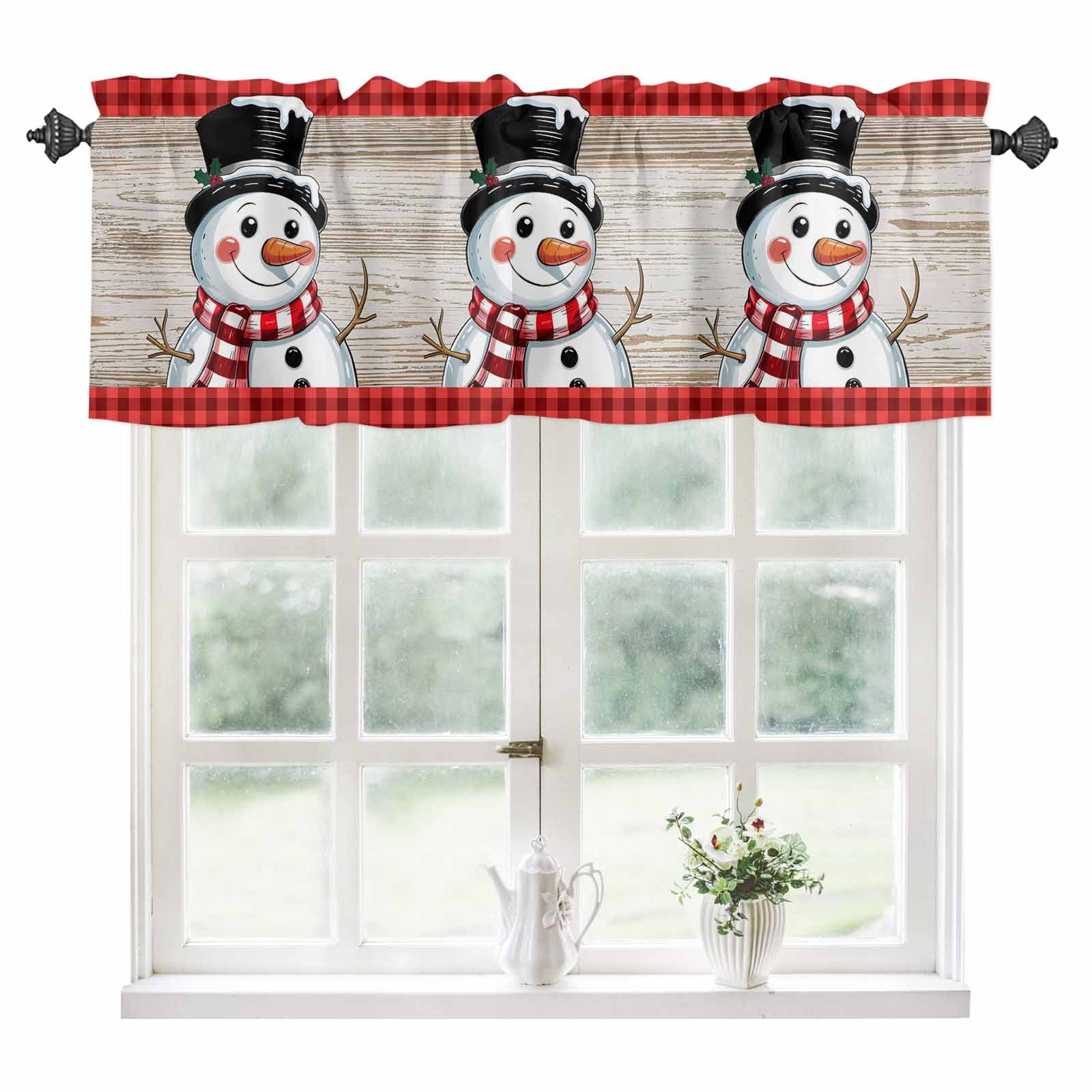 Christmas Snowman Kitchen Valances for Windows 42x18 Inch Kitchen ...