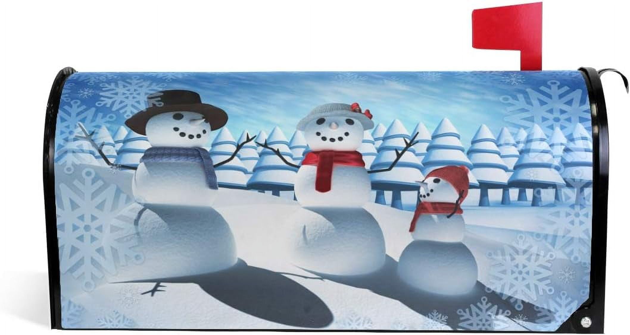 Christmas Snowman Magnetic Mailbox Cover Standard Size for Garden Yard ...