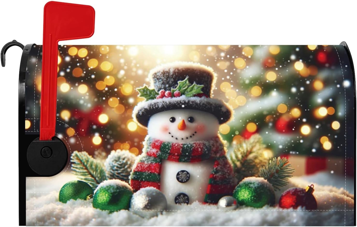 Christmas Snowman Mailbox Cover Green Bauble Merry Christmas Winter ...
