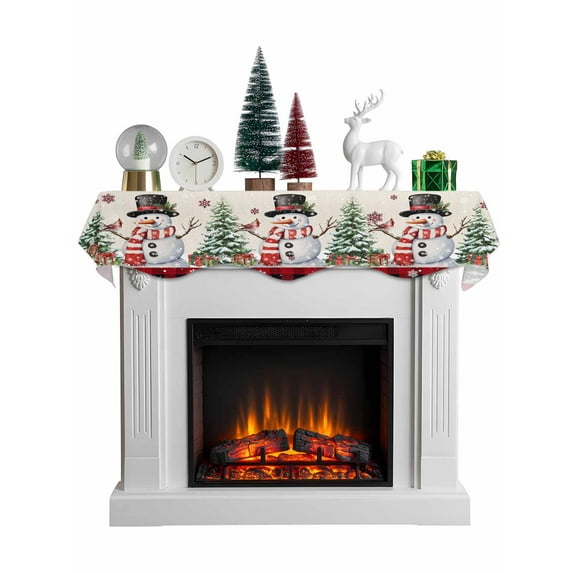 Christmas Snowman Mantel Scarf Fireplace Decorations for Living Room ...