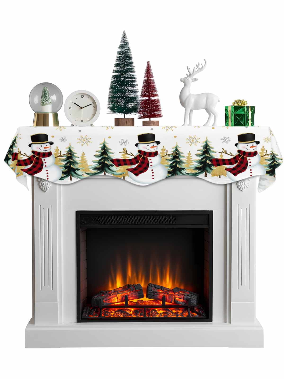 Christmas Snowman Mantel Scarf Fireplace Decorations for Living Room ...
