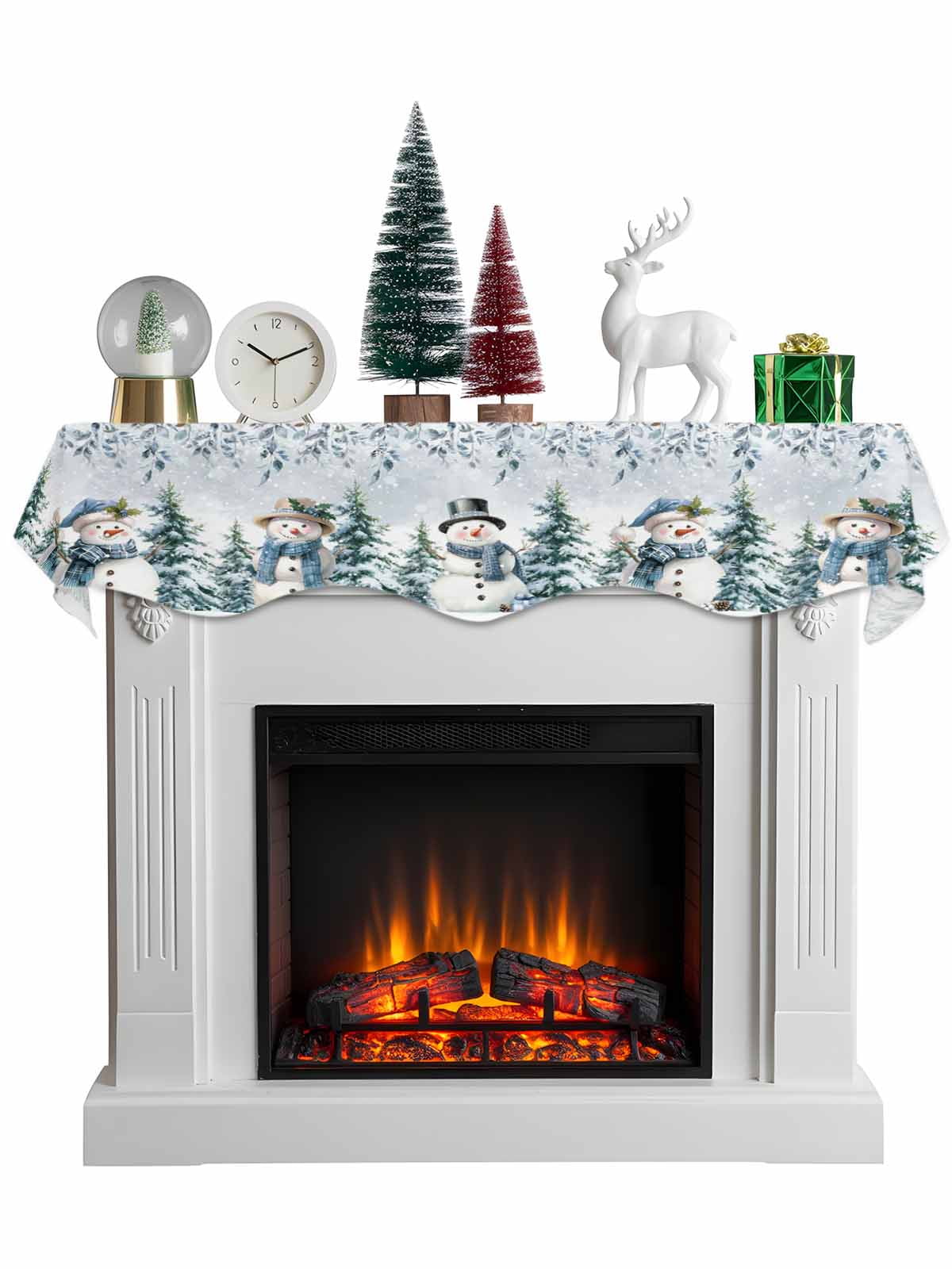 Christmas Snowman Mantel Scarf Fireplace Decorations for Living Room ...