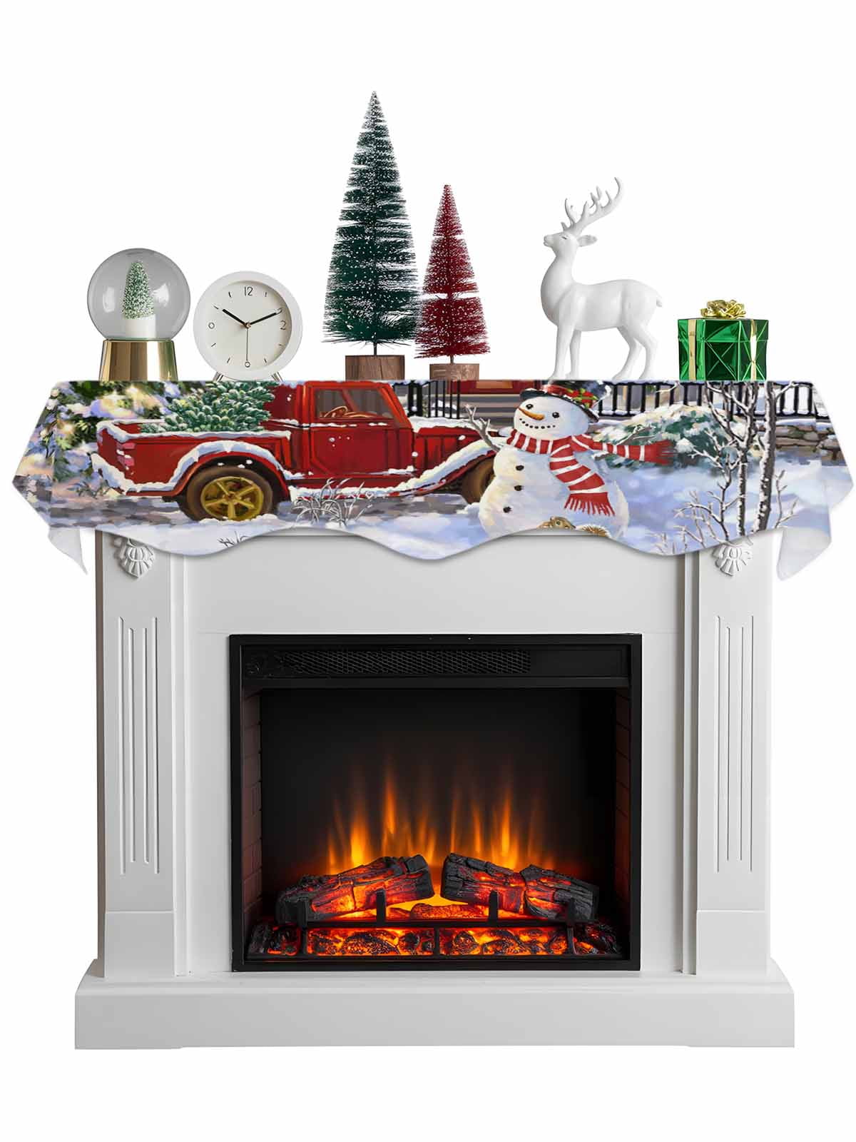 Christmas Snowman Mantel Scarf Fireplace Decorations for Living Room ...