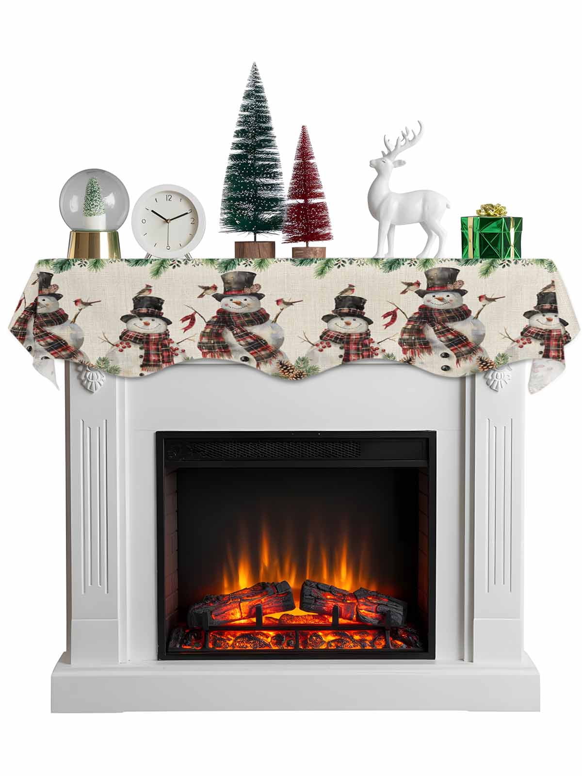 Christmas Snowman Mantel Scarf Fireplace Decorations for Living Room ...