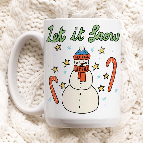 Christmas Snowman Mug, Retro Let it Snow Christmas Mug, Hot Chocolate ...