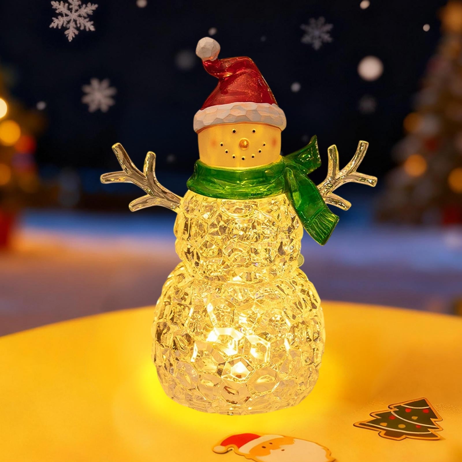 Christmas Snowman Night Light - Luminous Snowman Desktop Ornament, Soft ...