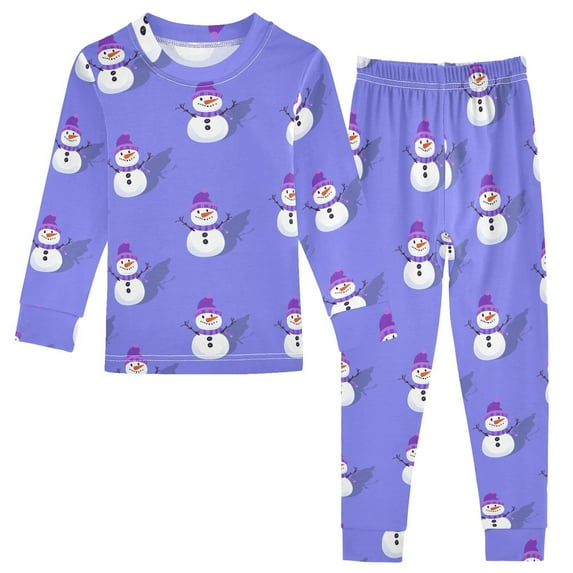 Christmas Snowman Pattern Cotton Pajamas 2 Piece Set Sleepwear Soft and ...