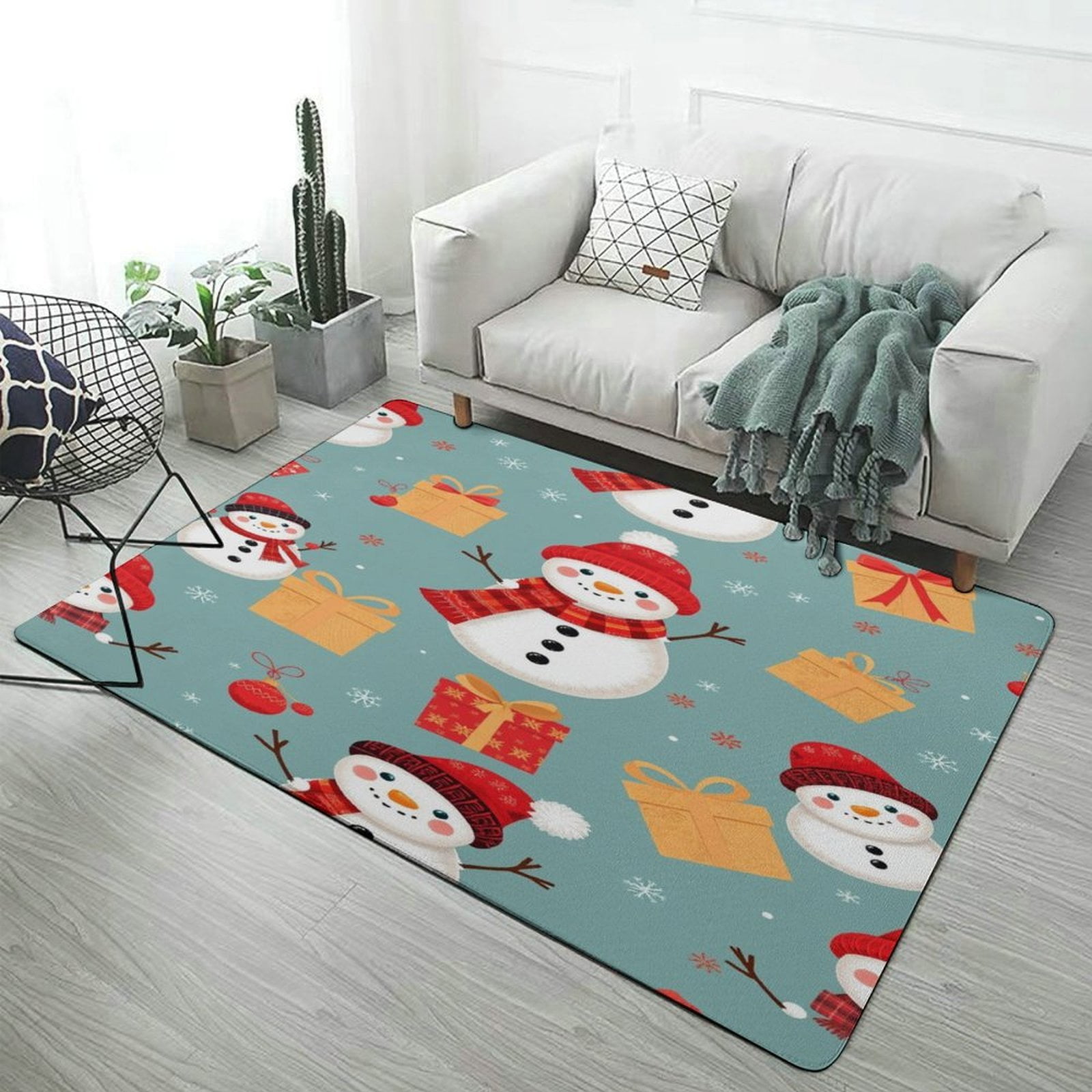 Christmas Snowman Pattern Light Luxury Home Carpets Living Room Ration ...