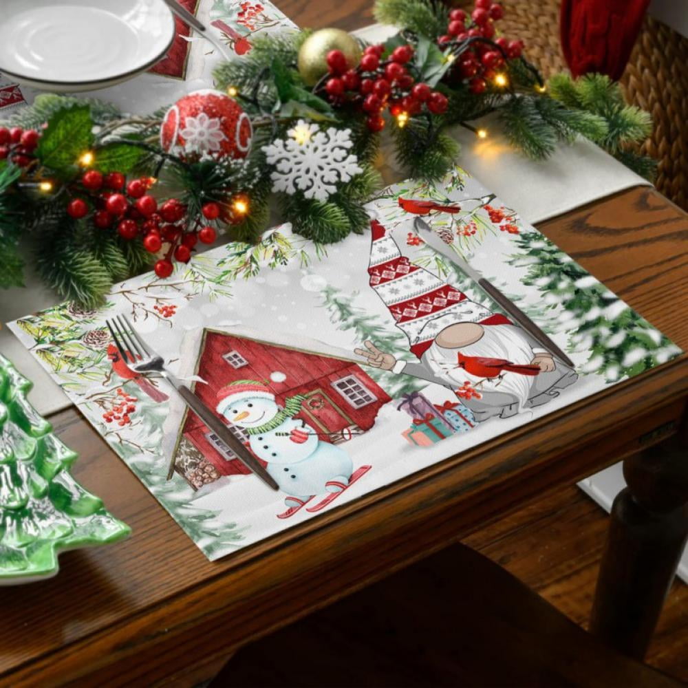 Christmas Snowman Placemats for Dining Table Set of 4 Merry Christmas ...