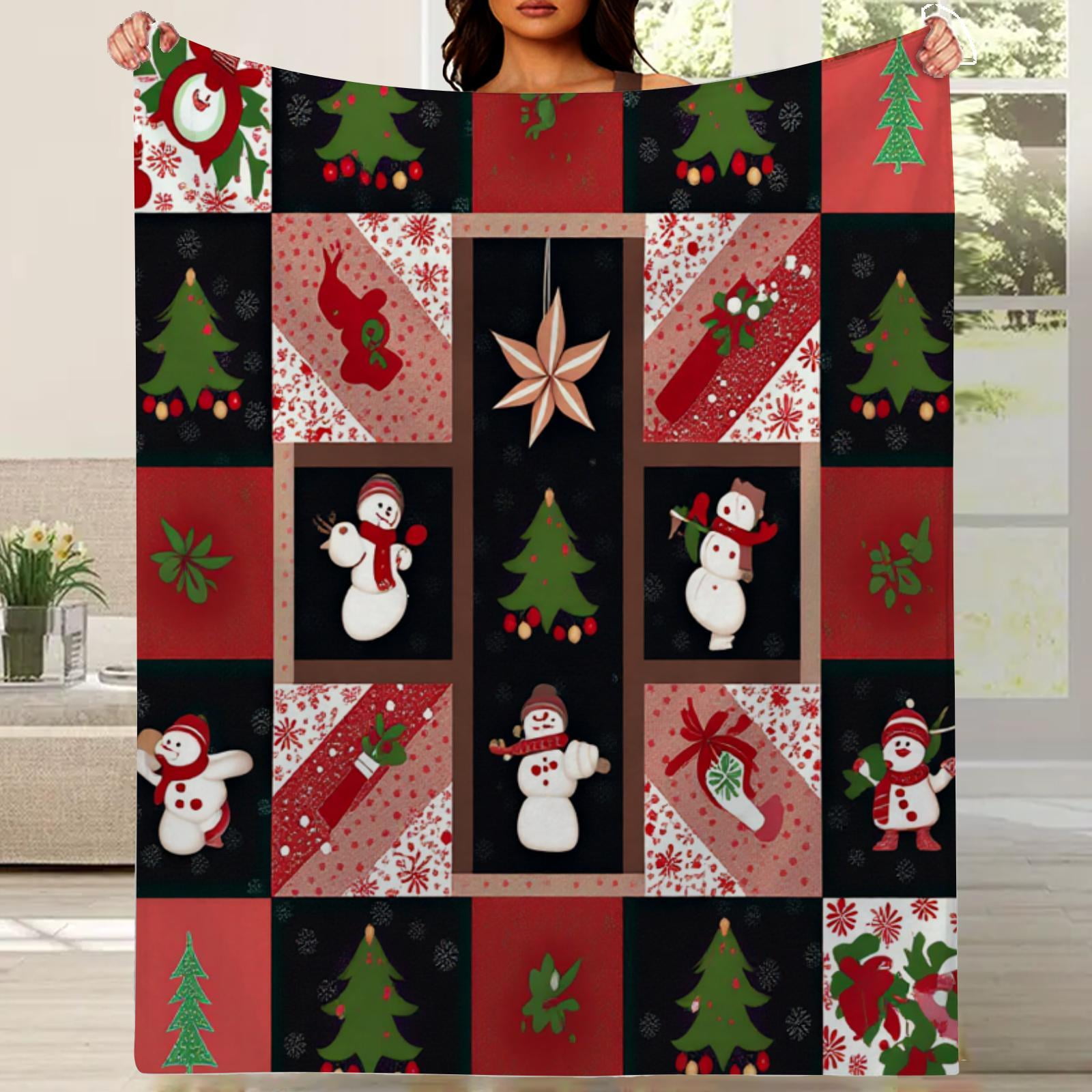 Christmas Snowman Plaid Flannel Blanket - Four Seasons Soft Bedspread ...