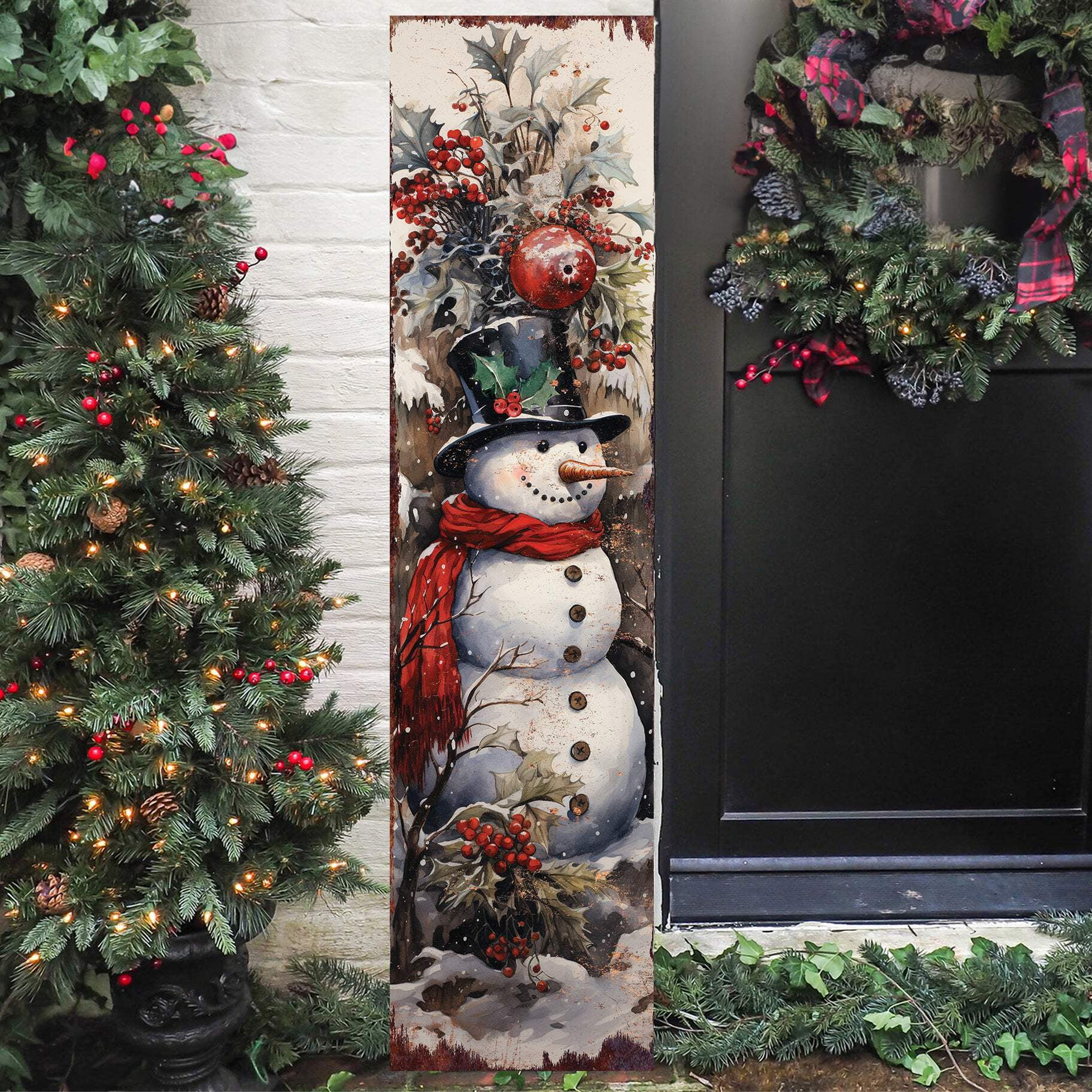 Christmas Snowman Porch Sign | Front Porch Welcome Sign | Vintage ...