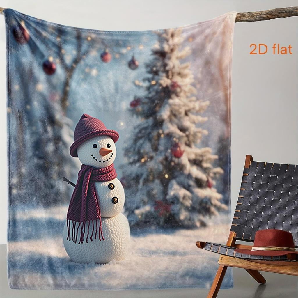 Christmas Snowman Printed Throw Blanket Decorated with Snowman and ...