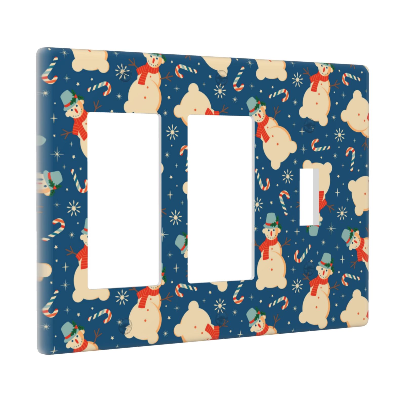 Christmas Snowman Prints Wall Plate, 3-Gang 2 Rocker 1 Toggle ...