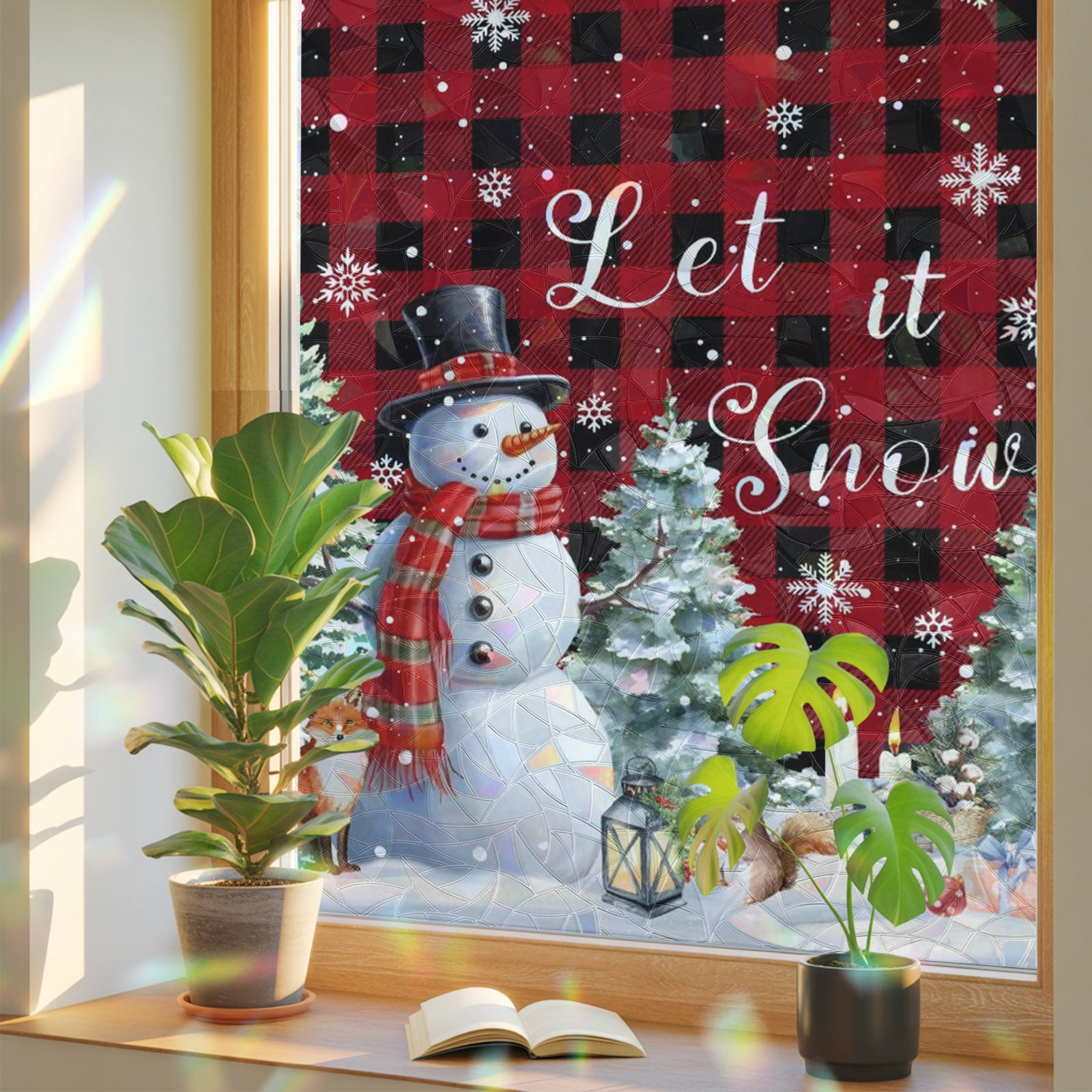 Christmas Snowman Privacy Window Film,Decorative Stained Glass Window ...