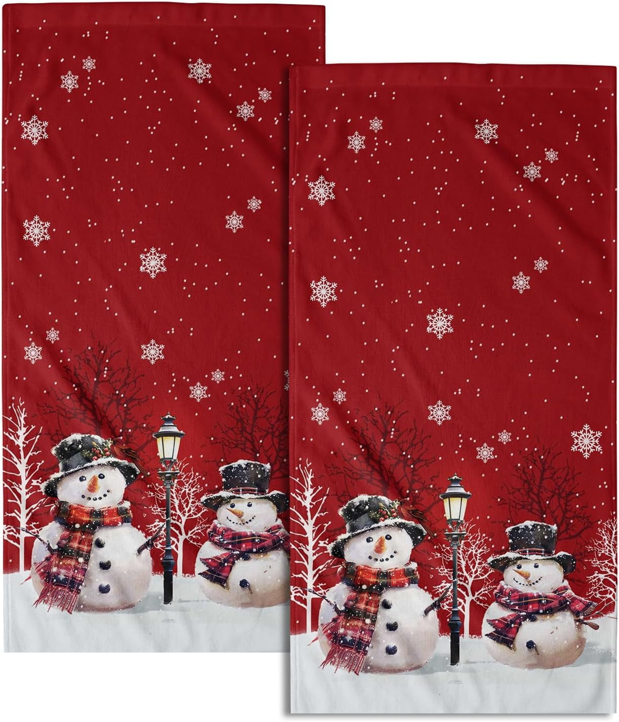 Christmas Snowman Red Dish Towels Winter Snow Bathroom Hand Towels 28 ...