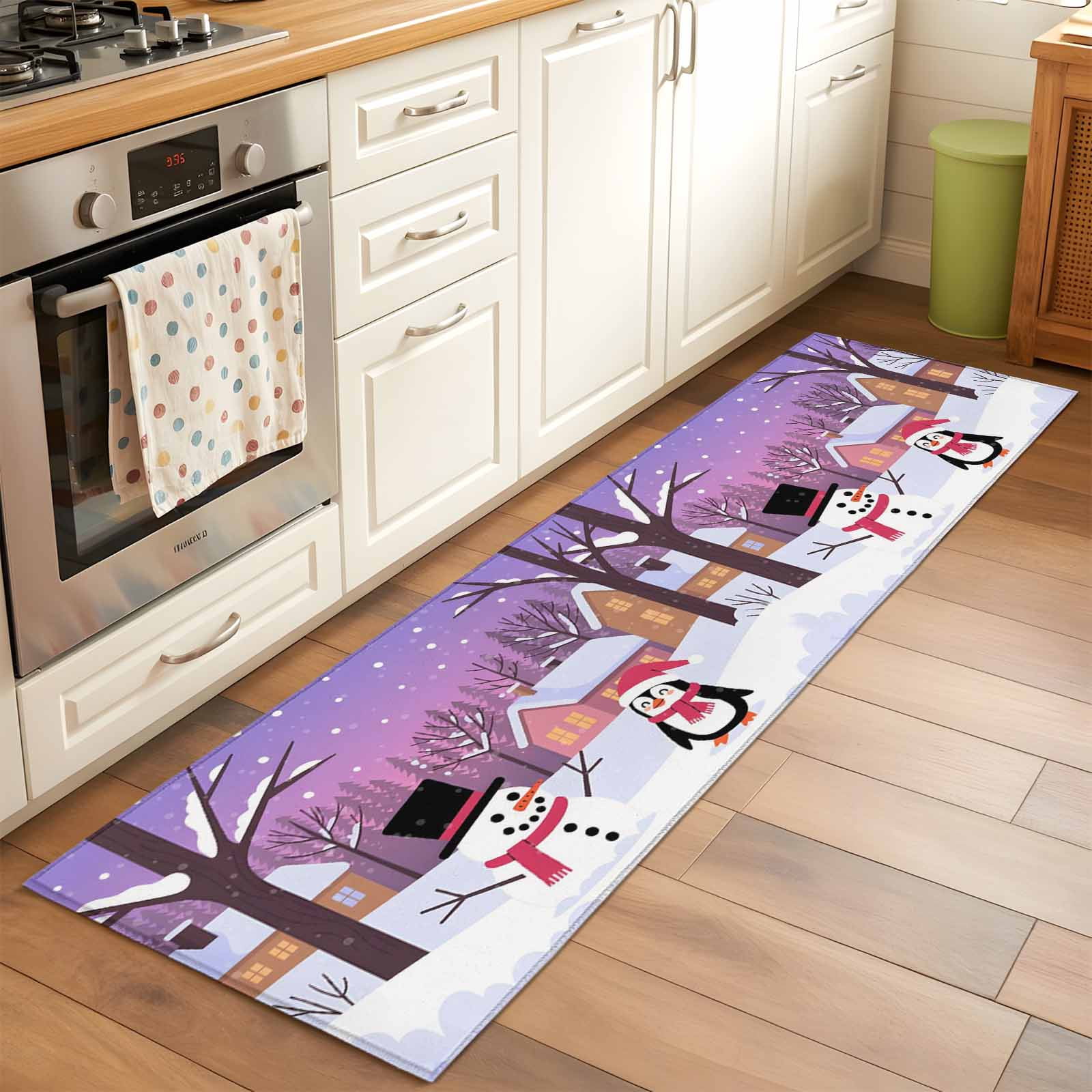 Christmas Snowman Runner Rug 2x6 FT, Non Slip Hallway Carpet, Winter ...