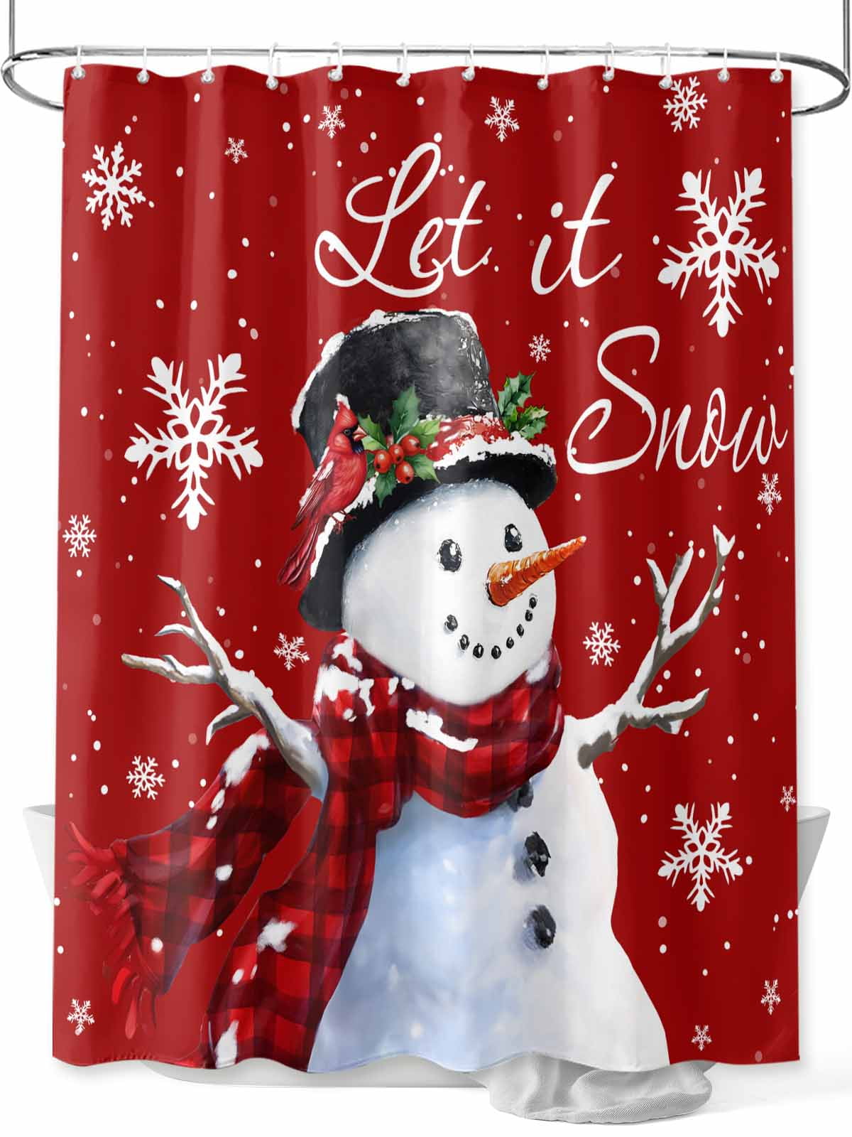 Christmas Snowman Shower Curtain Set ，Waterproof Fabric Shower Curtains ...