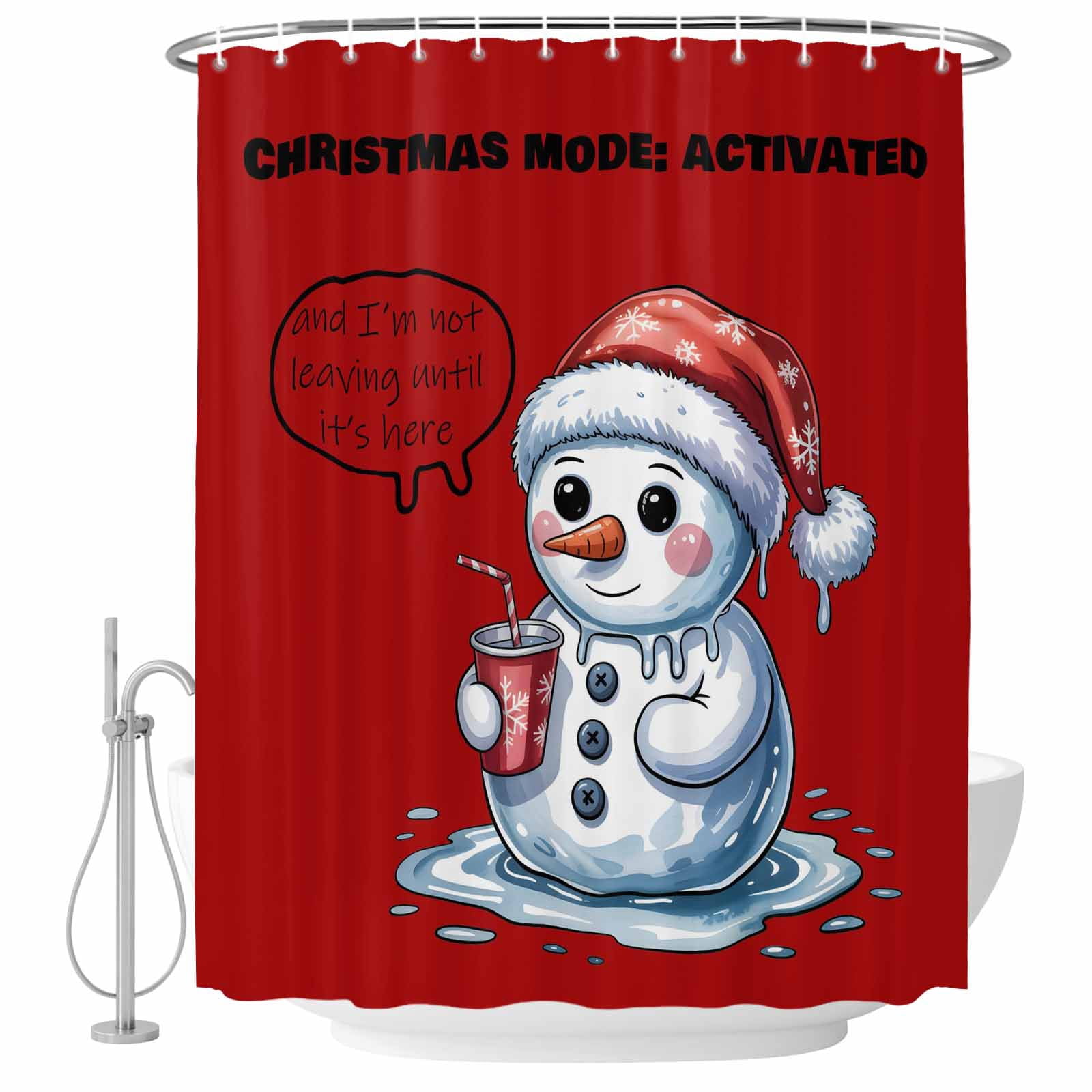 Christmas Snowman Shower Curtain, Waterproof Shower Curtains for ...