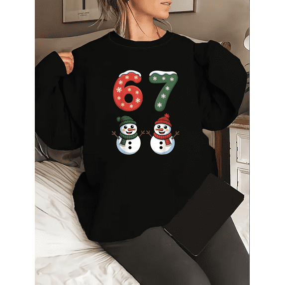 Christmas Snowman Six Seven Meme Funny Holiday Graphic Sweatshirt, for ...