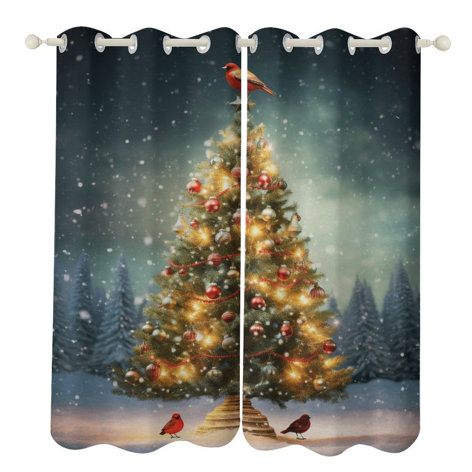 Christmas Snowman Snow House 2 Panels Curtains for Bedroom Living Room ...