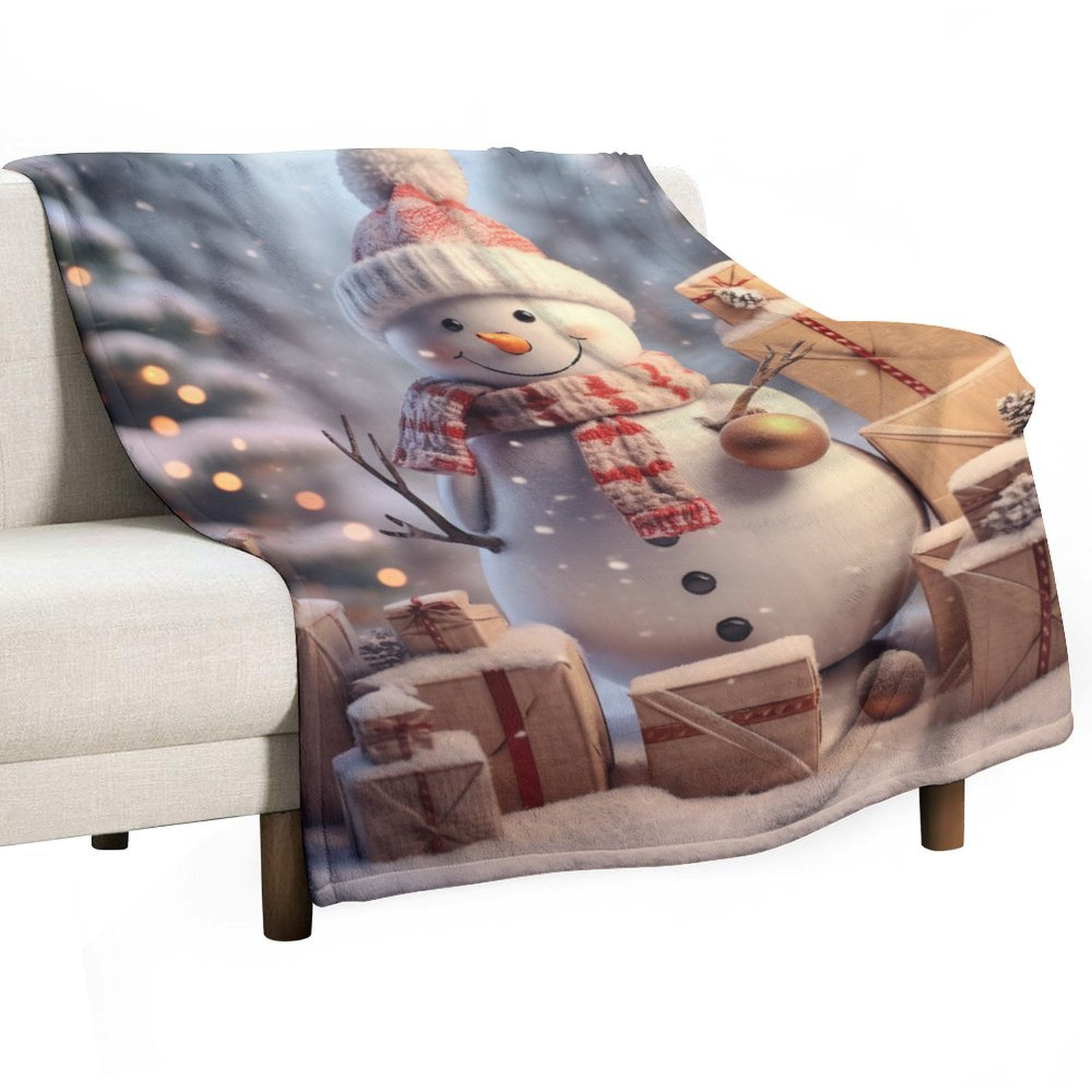 Christmas Snowman Snow House Blanket Lightweight Cozy Couch Bed Super ...