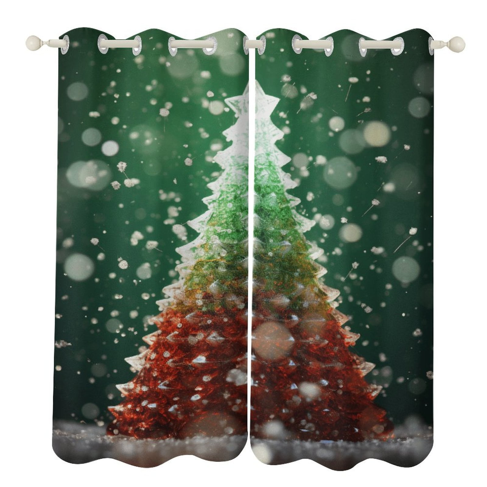Christmas Snowman Snow House Curtains Aesthetic Envrionmental Friendly ...