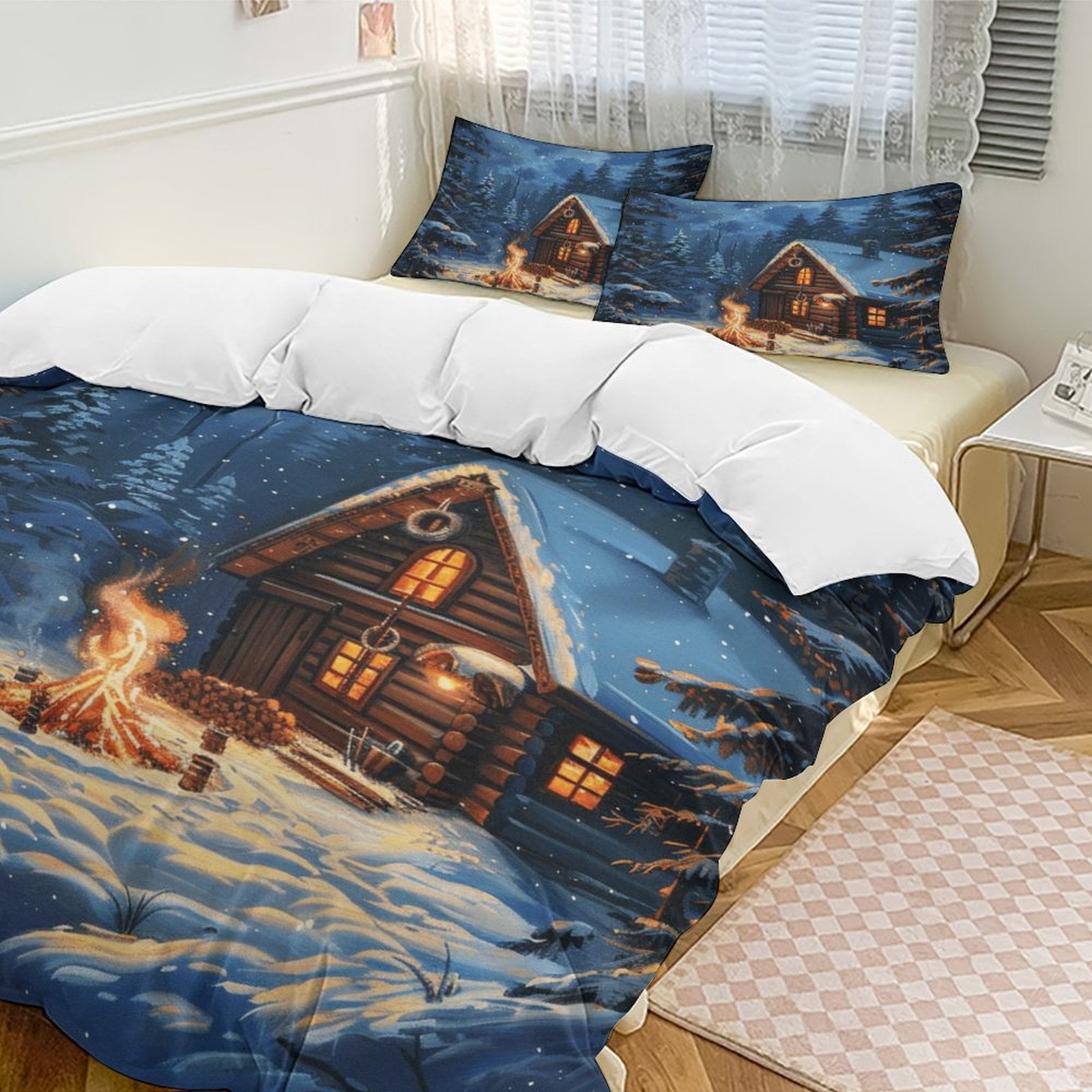 Christmas Snowman Snow House Duvet Cover Set Pattern Soft Bedding Set ...