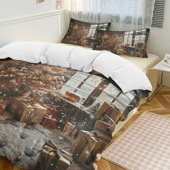 Christmas Snowman Snow House Duvet Cover Set Pattern Soft Bedding Set ...