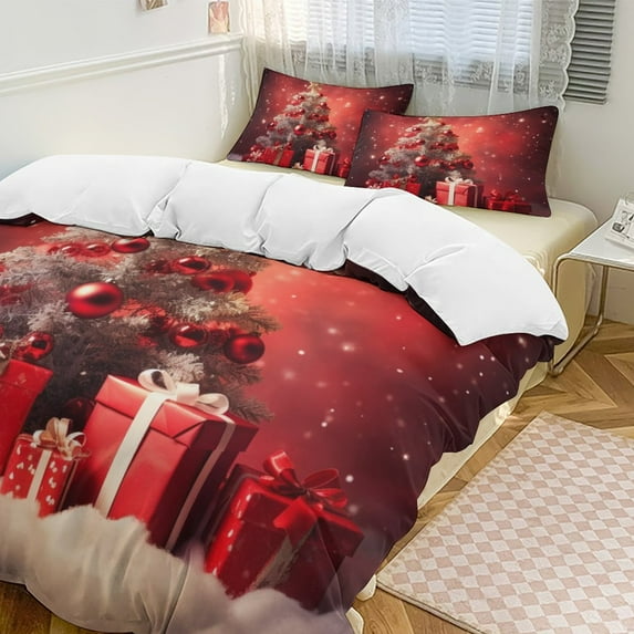Christmas Snowman Snow House Duvet Cover Set Pattern Soft Bedding Set ...