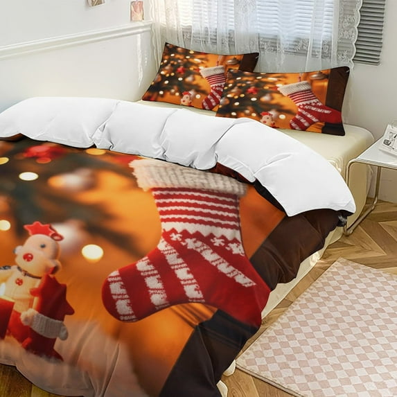 Christmas Snowman Snow House Duvet Cover Set Themed Multicolor ...