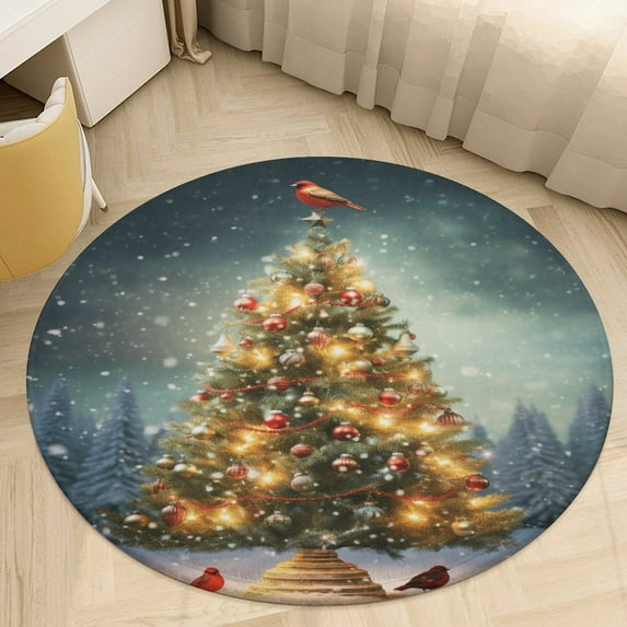 Christmas Snowman Snow House Round Rugs -Washable Non-Slip Small Round ...