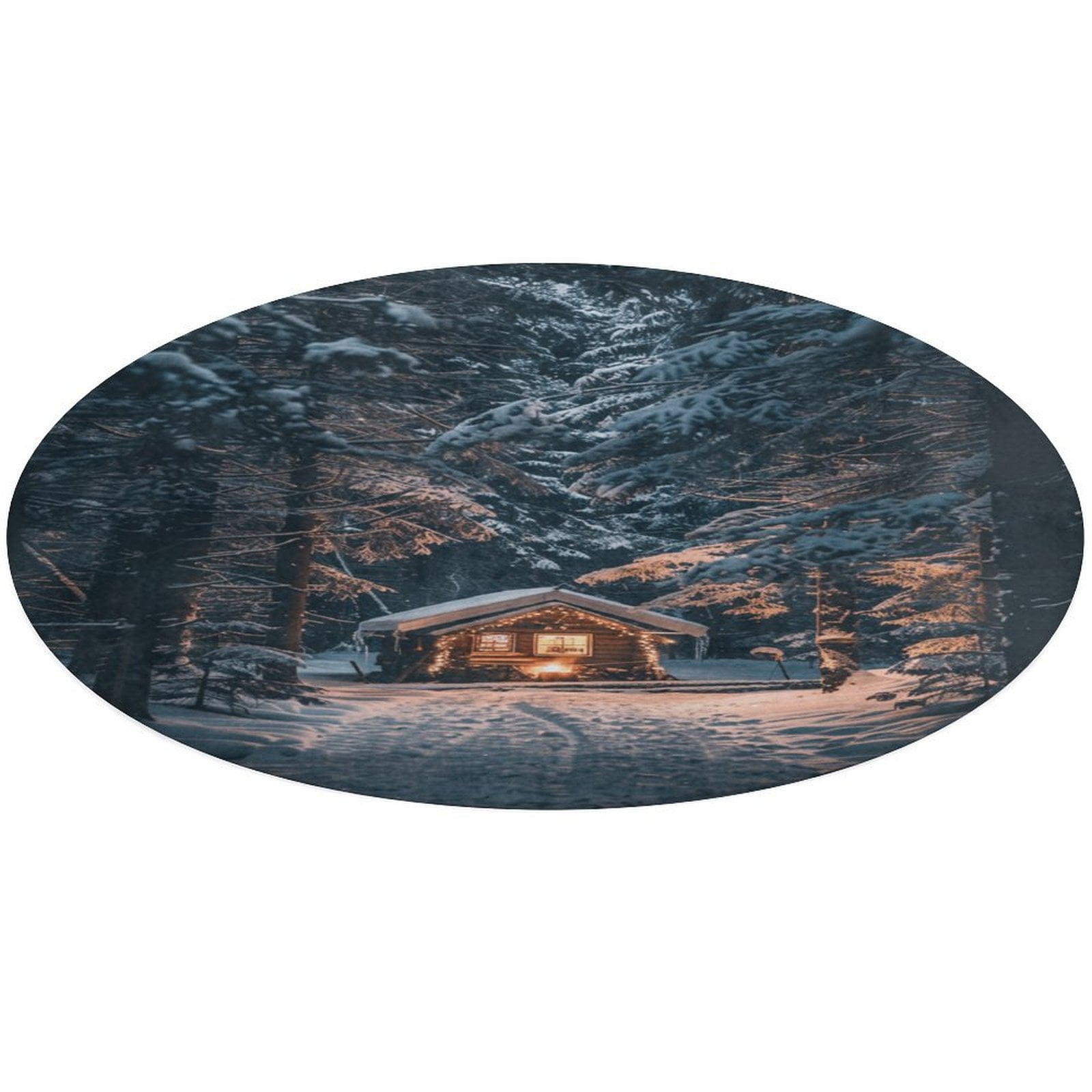 Christmas Snowman Snow House Washable Round Rug -Circle Area Rugs for ...