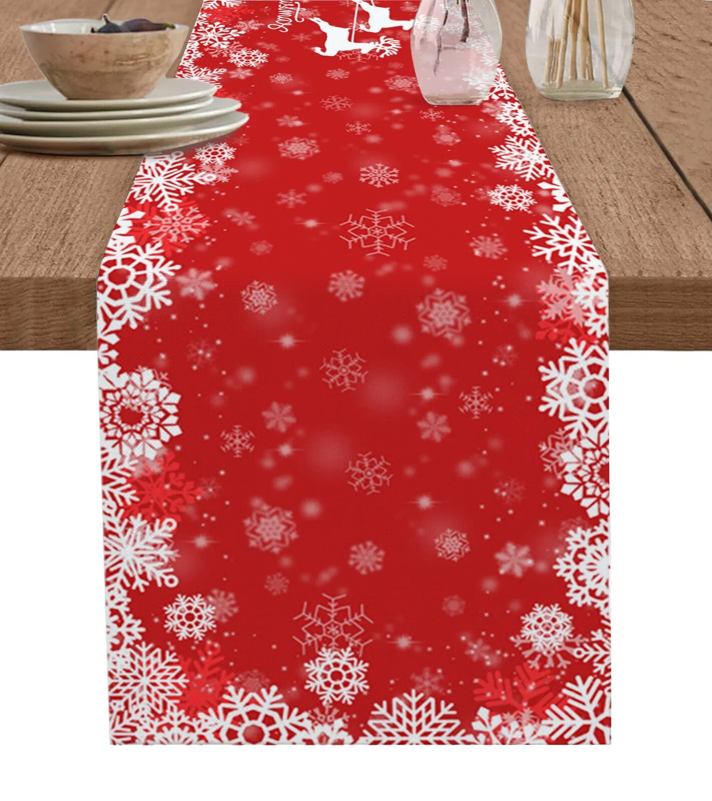 Christmas Snowman Snowflake Christmas Home Decor Table Runner Wedding ...
