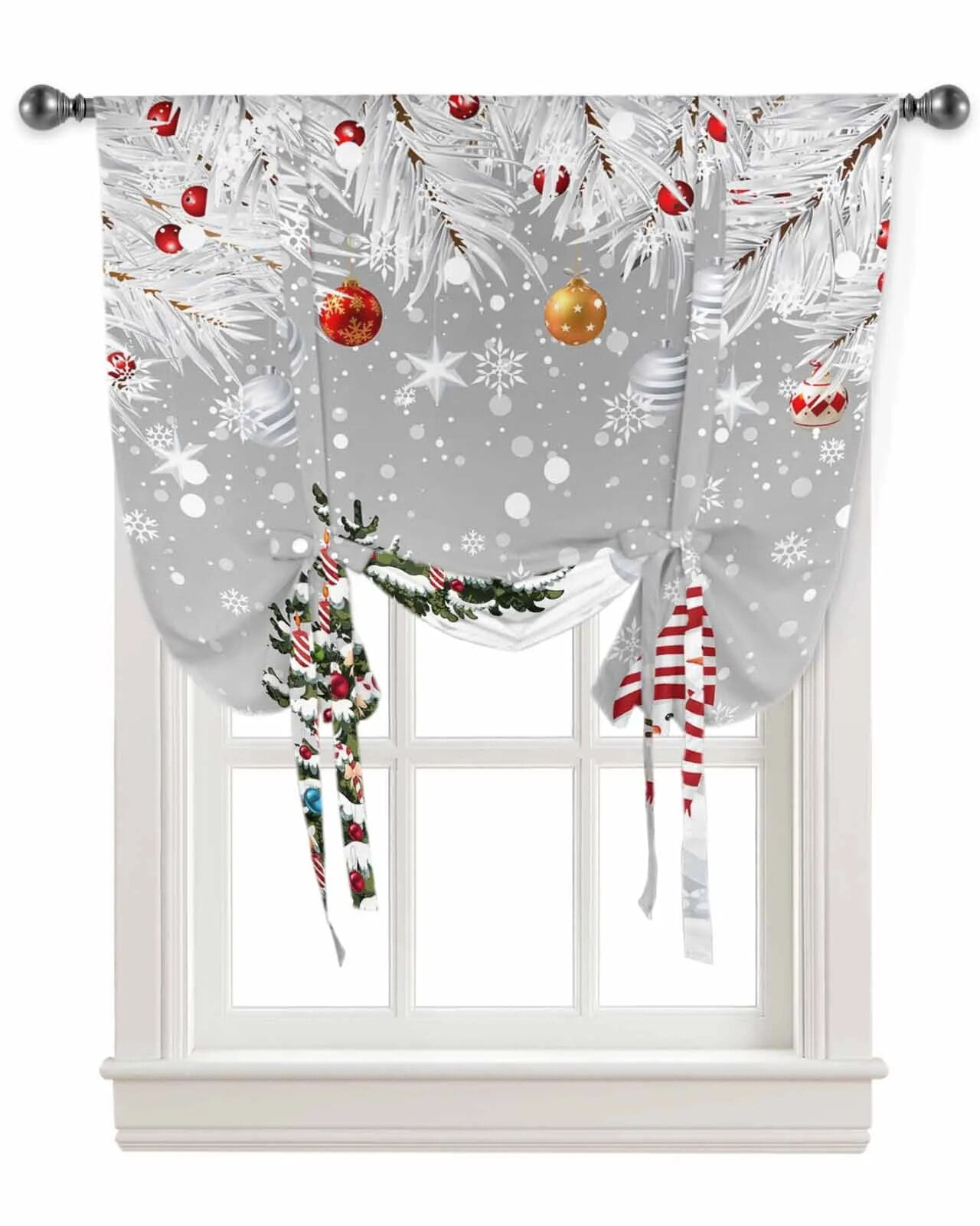 Christmas Snowman Snowflake Window Curtain for Living Room Roman ...