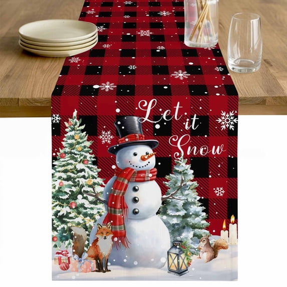 Christmas Snowman Table Runner 48 Inches Long Farmhouse Dress Scarves ...