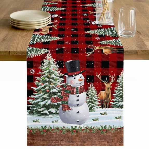 Christmas Snowman Table Runner 60 Inches Long Farmhouse Dress Scarves ...
