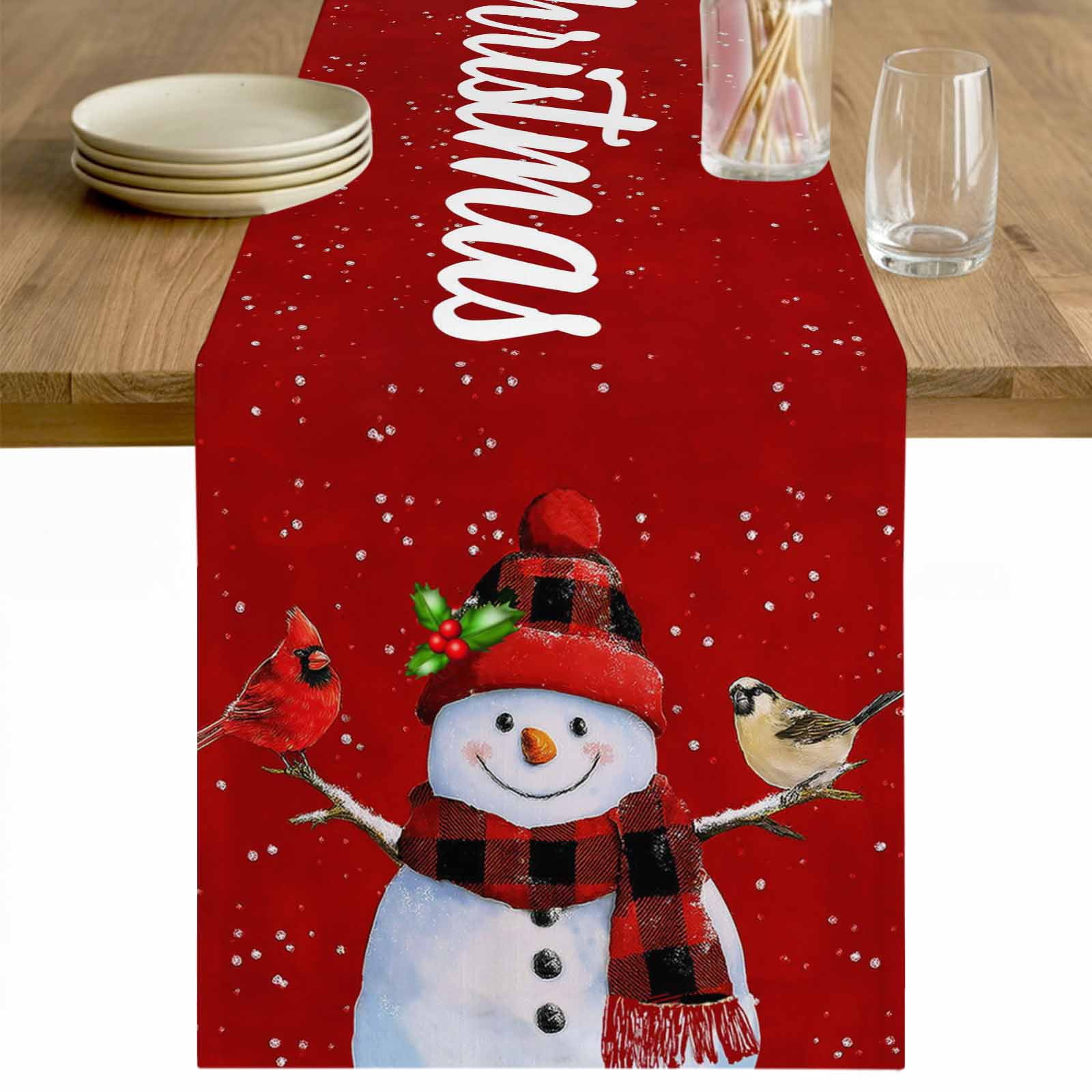 Christmas Snowman Table Runner 90 Inches Long Farmhouse Dress Scarves ...