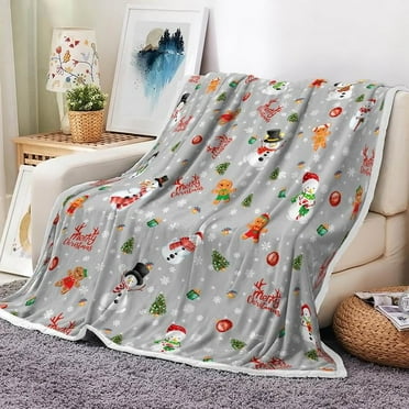 Pink Christmas Gingerbread Man Throw Blanket, Winter Cute Star ...