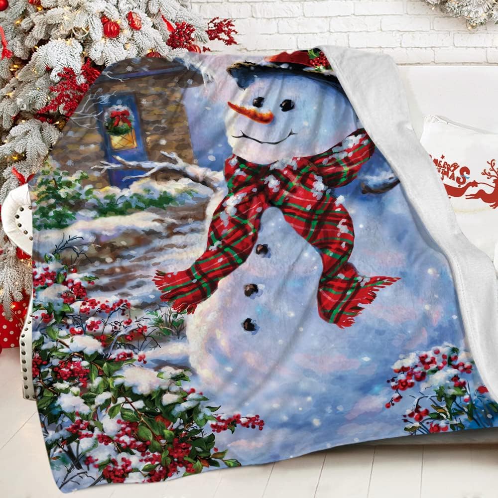 Christmas Snowman Throw Blanket Winter Holiday Cute Snowman Soft ...