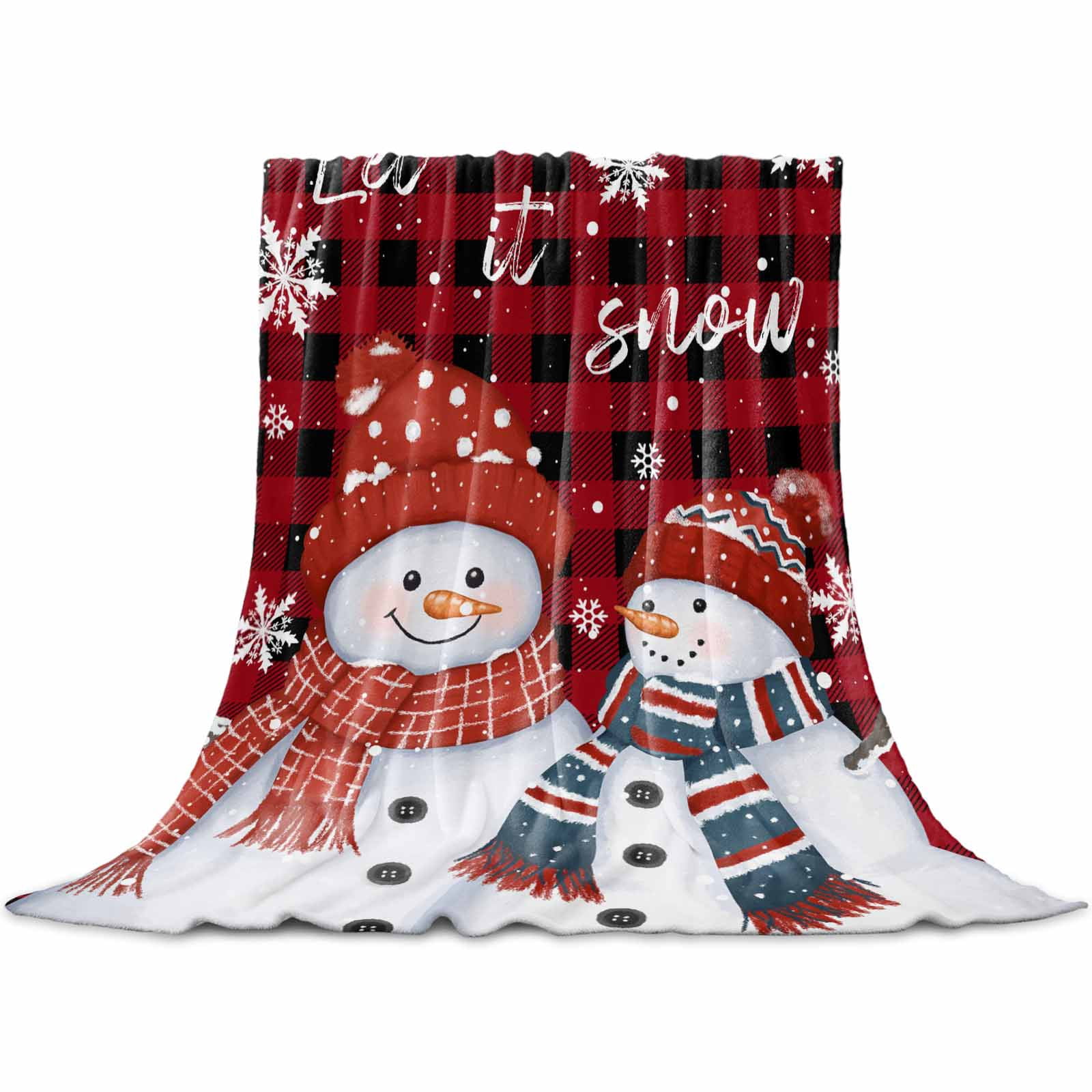 Christmas Snowman Throw Flannel Blanket 32x48In Snowflake Hat Scarf ...