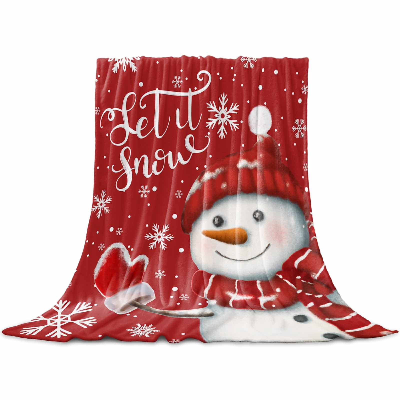 Christmas Snowman Throw Flannel Blanket 32x48In Winter Showflake Red ...