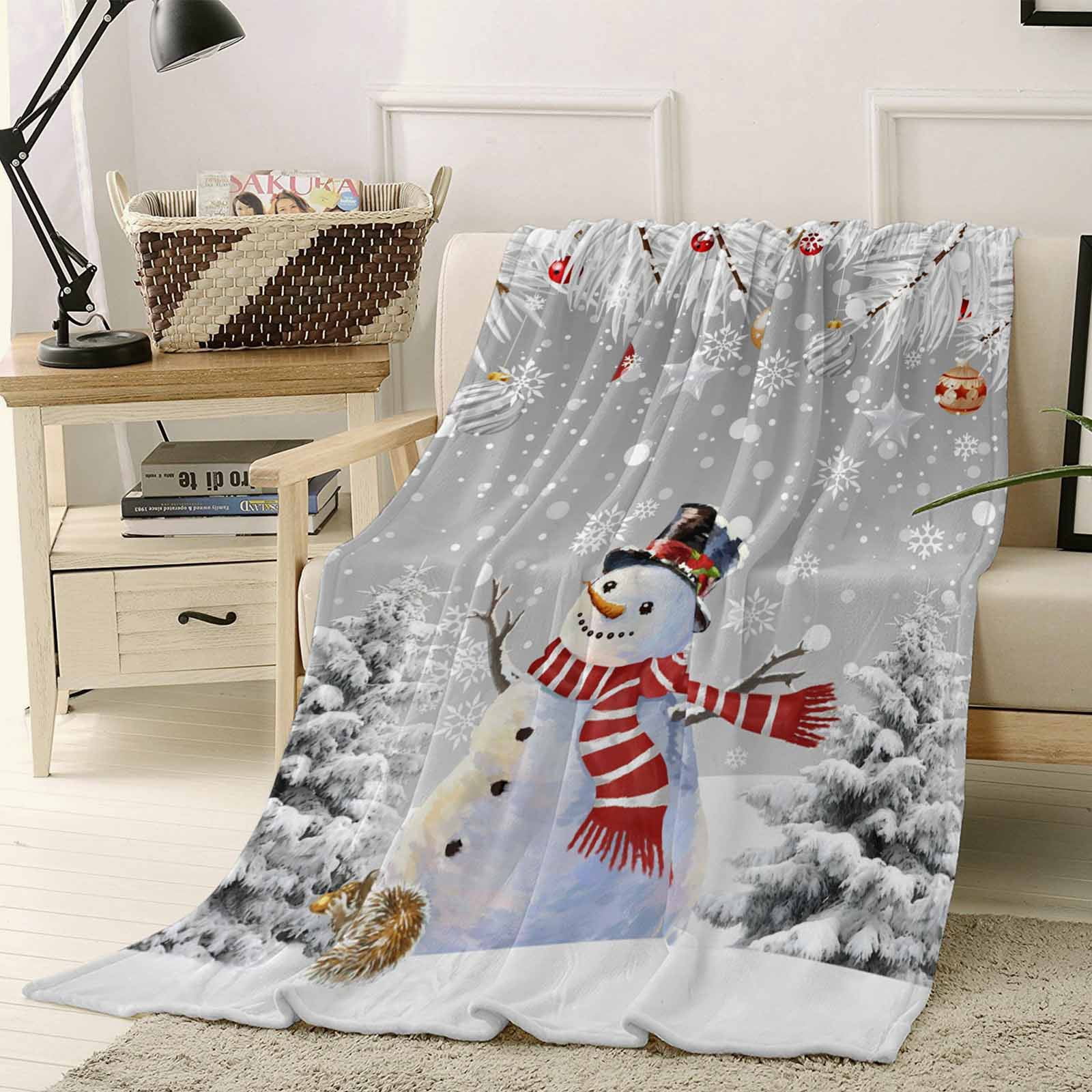 Christmas Snowman Throw Flannel Blanket 50x60In White Winter Snow ...